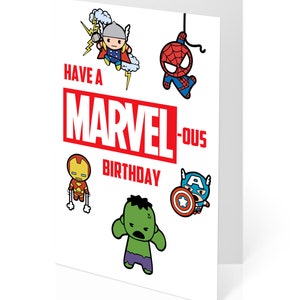 Marvel Birthday Card, Avengers Birthday Card, Have a Marvelous Birthday ...