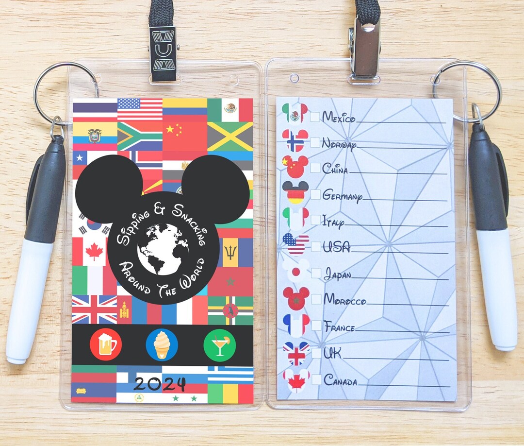 Sipping & Snacking Around the World Passport Lanyard, Combined Epcot ...