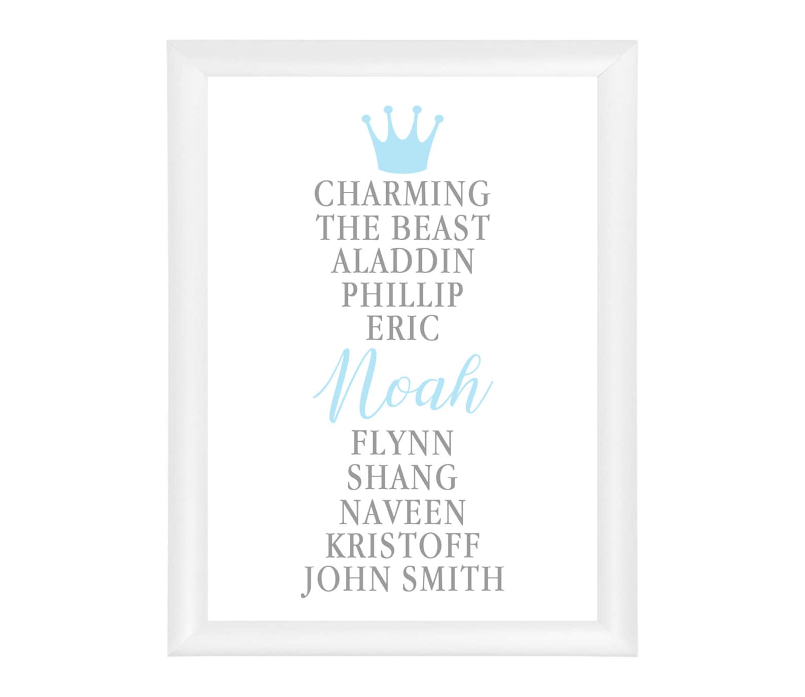 Personalized Prince Baby Boy Print, Fairytale Prince Name Wall Art, Boy ...