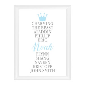 Personalized Prince Baby Boy Print, Fairytale Prince Name Wall Art, Boy ...