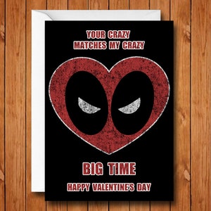 Deadpool Valentine's Day Card, Deadpool Marvel Valentine Card for Him ...