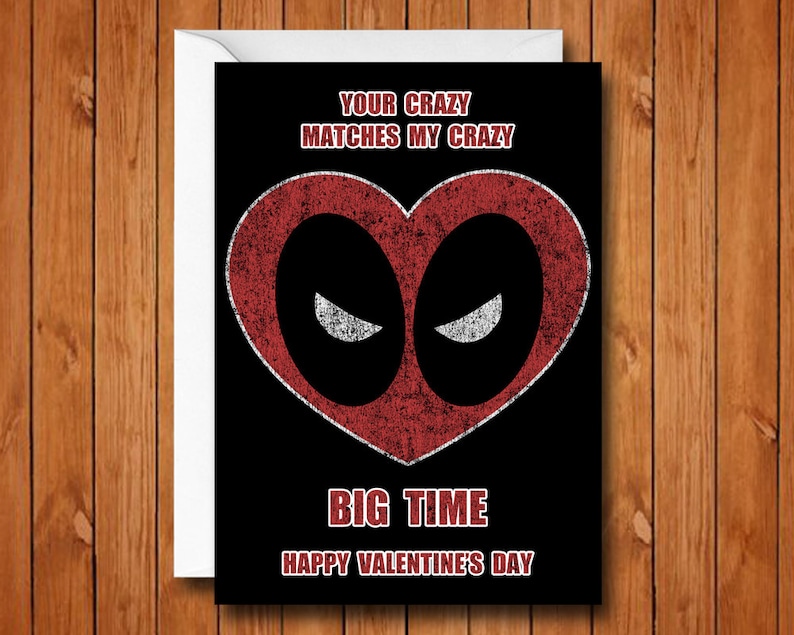 Deadpool Valentine's Day Card Deadpool Marvel Valentine - Etsy
