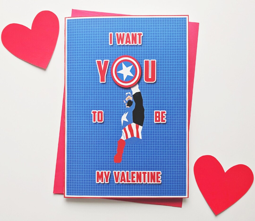 Captain America Valentine's Day Card, Captain America Valentine Card ...