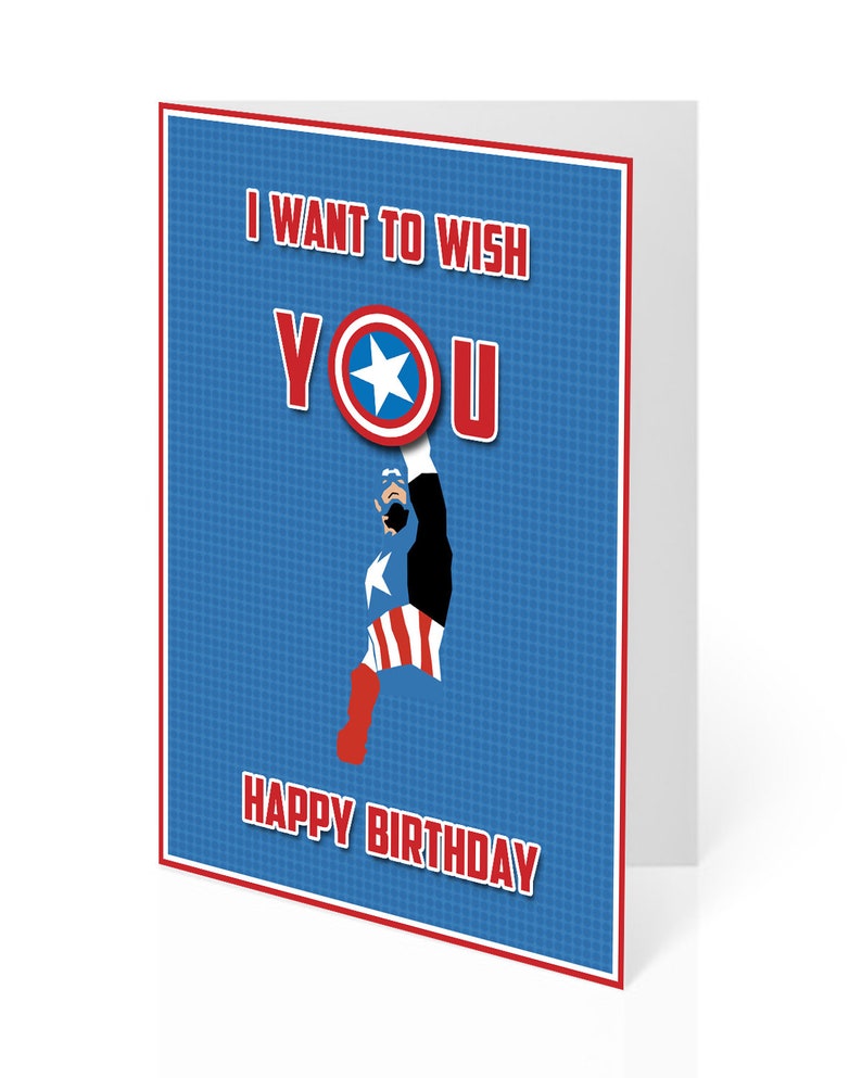 Captain America Birthday Card Avengers Birthday Card Marvel | Etsy