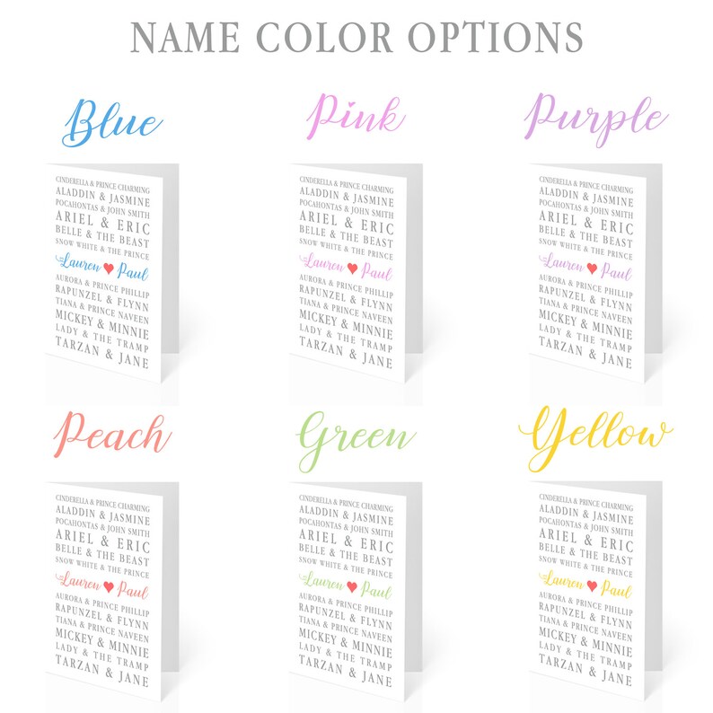 Personalized Fairytale Couples Names Card, Famous Couples Anniversary ...