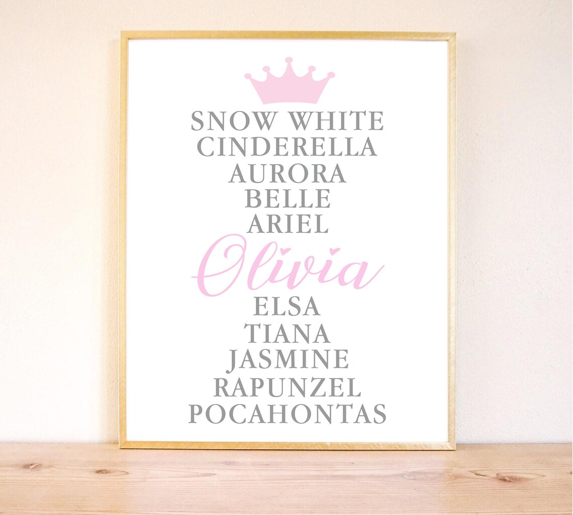 Personalized Princess Baby Girl Print Fairytale Princess Name - Etsy