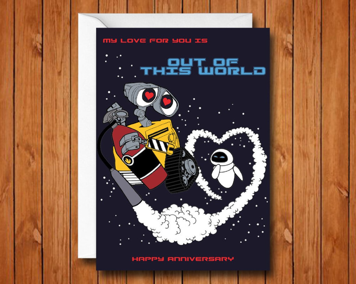 WALL-E Eve Anniversary Card WALL-E Eve Love Card Pixar - Etsy