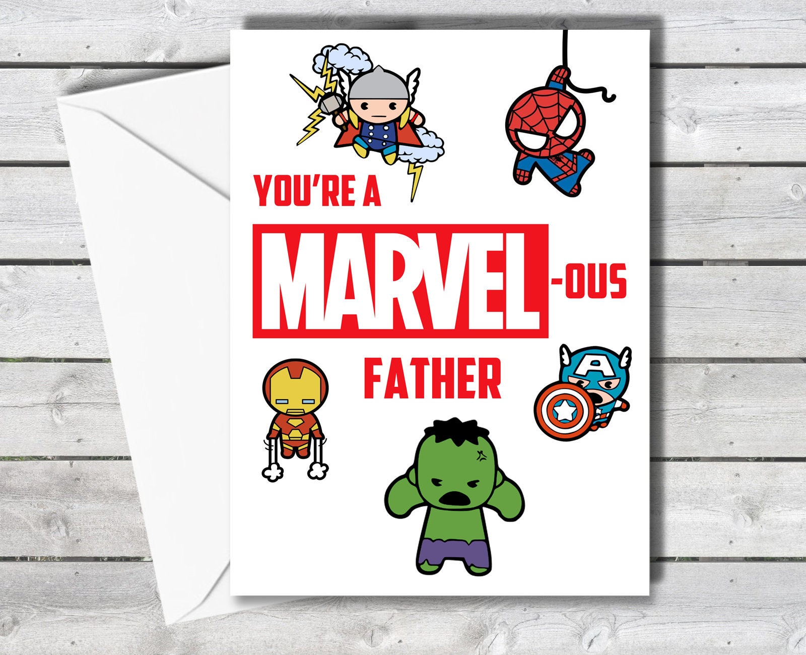 Marvel Fathers Day Card, Avengers Dad Card, You're a Marvelous Father ...