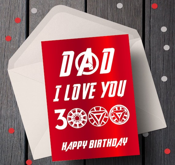 Dad I Love You 3000 Birthday Card Marvel Avengers Dad | Etsy