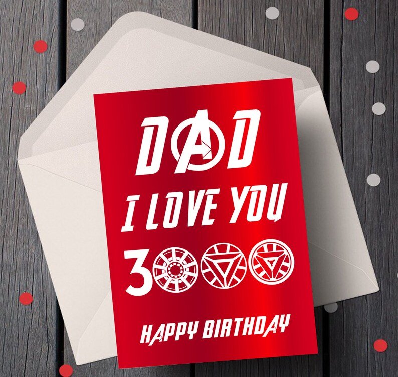 Dad I Love You 3000 Birthday Card, Marvel Avengers Dad Birthday Card ...