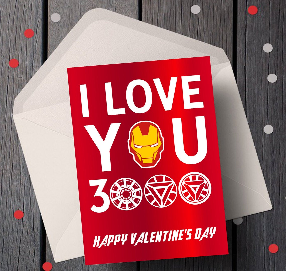 Marvel Avengers Valentine's Day Card, End Game Iron Man Valentine Card ...
