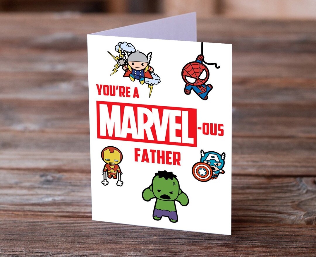 Marvel Fathers Day Card, Avengers Dad Card, You're a Marvelous Father ...