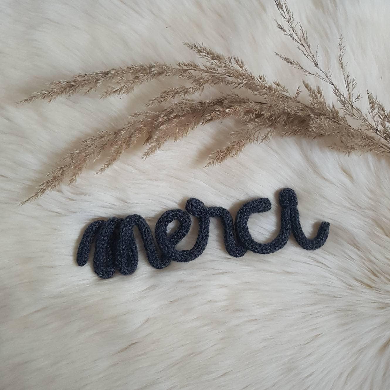 Thank you in natural wool / word in knitting / thank you gift | Etsy