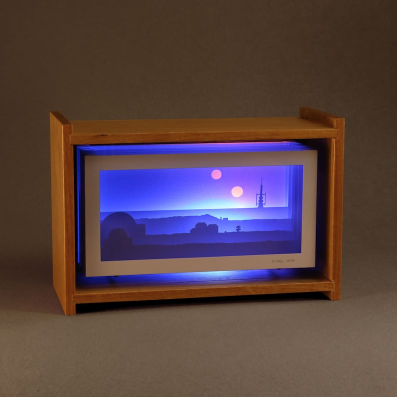 Binary Sunset Light Box Shadow Box Etsy 