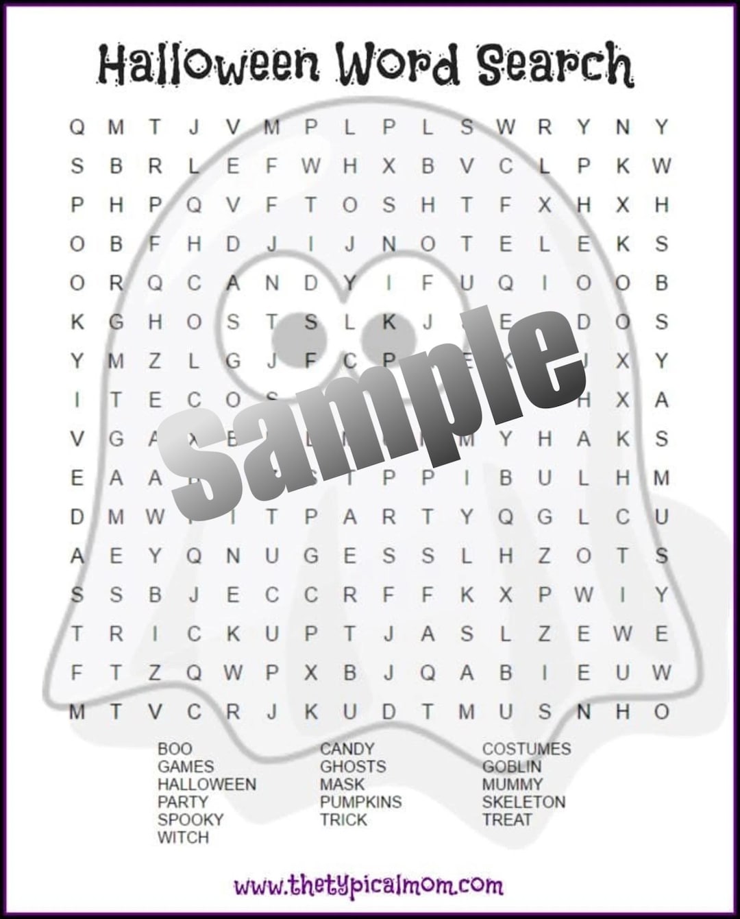 Ghost Halloween Word Search Printable - Etsy