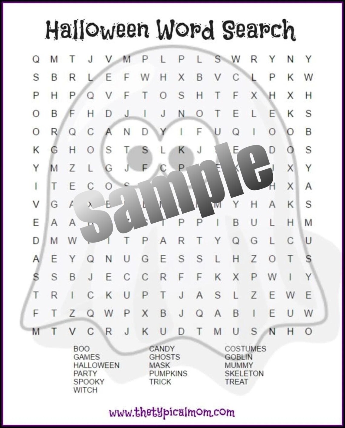 Ghost Halloween Word Search Printable - Etsy