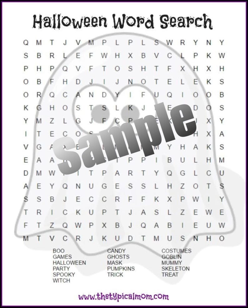 Ghost Halloween Word Search Printable - Etsy