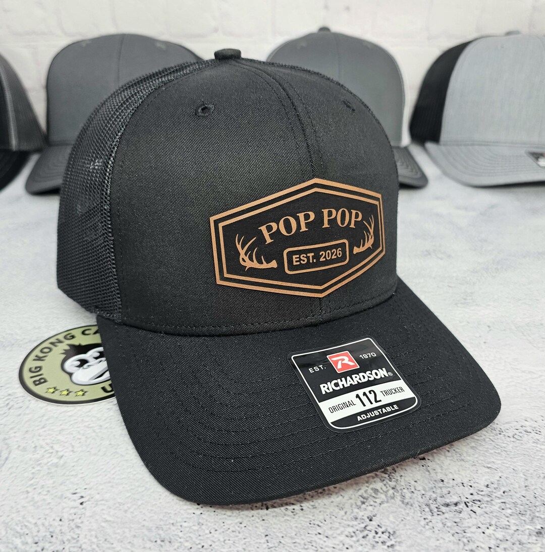 Pop Pop Hats, Poppop Patch Cap, Custom Text Gifts for POP POP, Antler ...