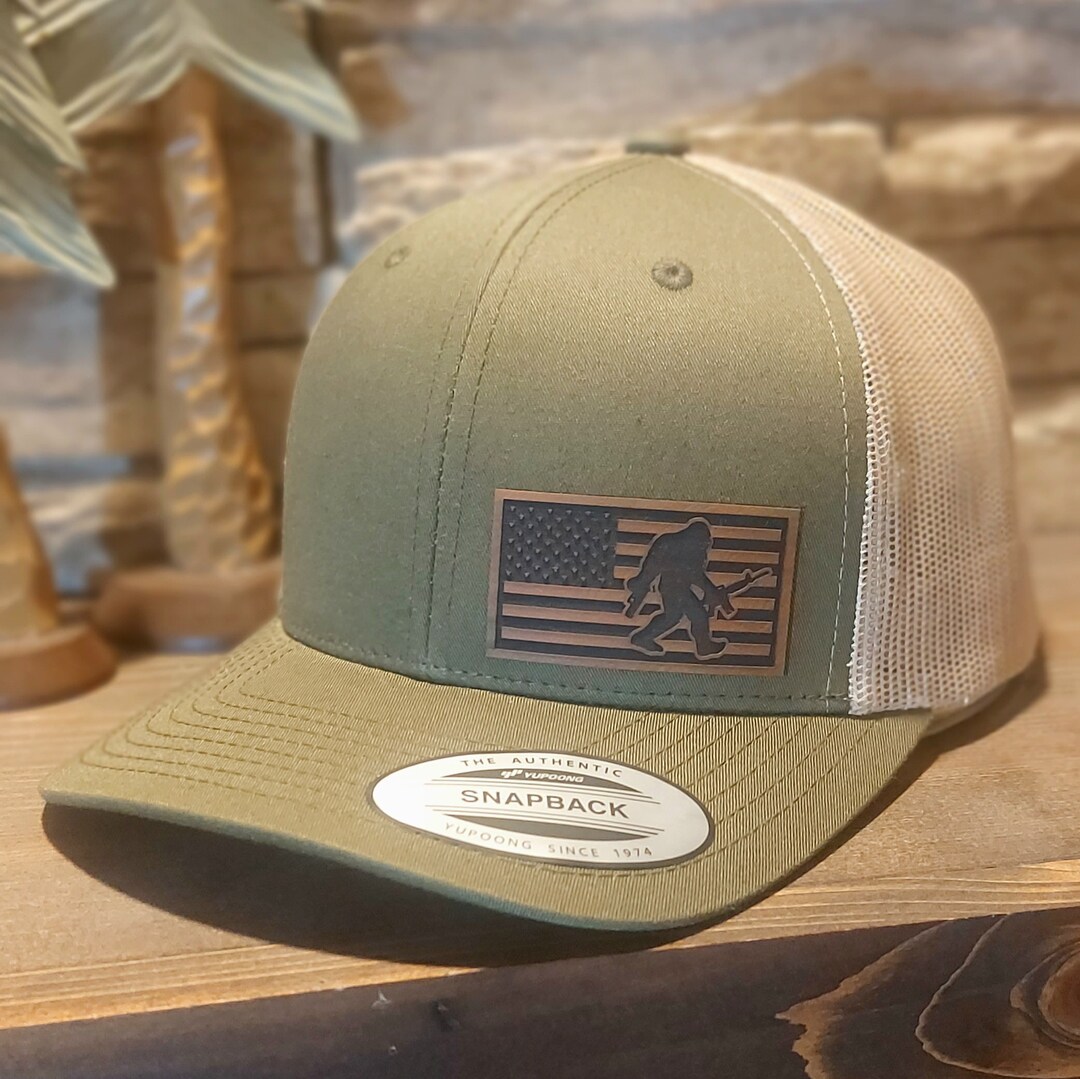 Bigfoot Dad Hat, Bigfoot Dad Gifts, Sasquatch USA Flag Guns Hat, Custom ...
