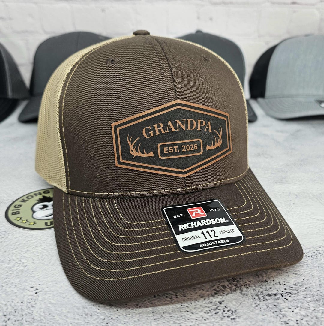 Grandpa Hat, Personalized Grandpa Patch Cap, Custom Deer Antlers Est ...