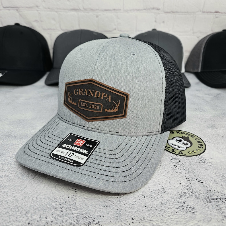 Grandpa Hat, Personalized Grandpa Patch Cap, Custom Deer Antlers Est ...