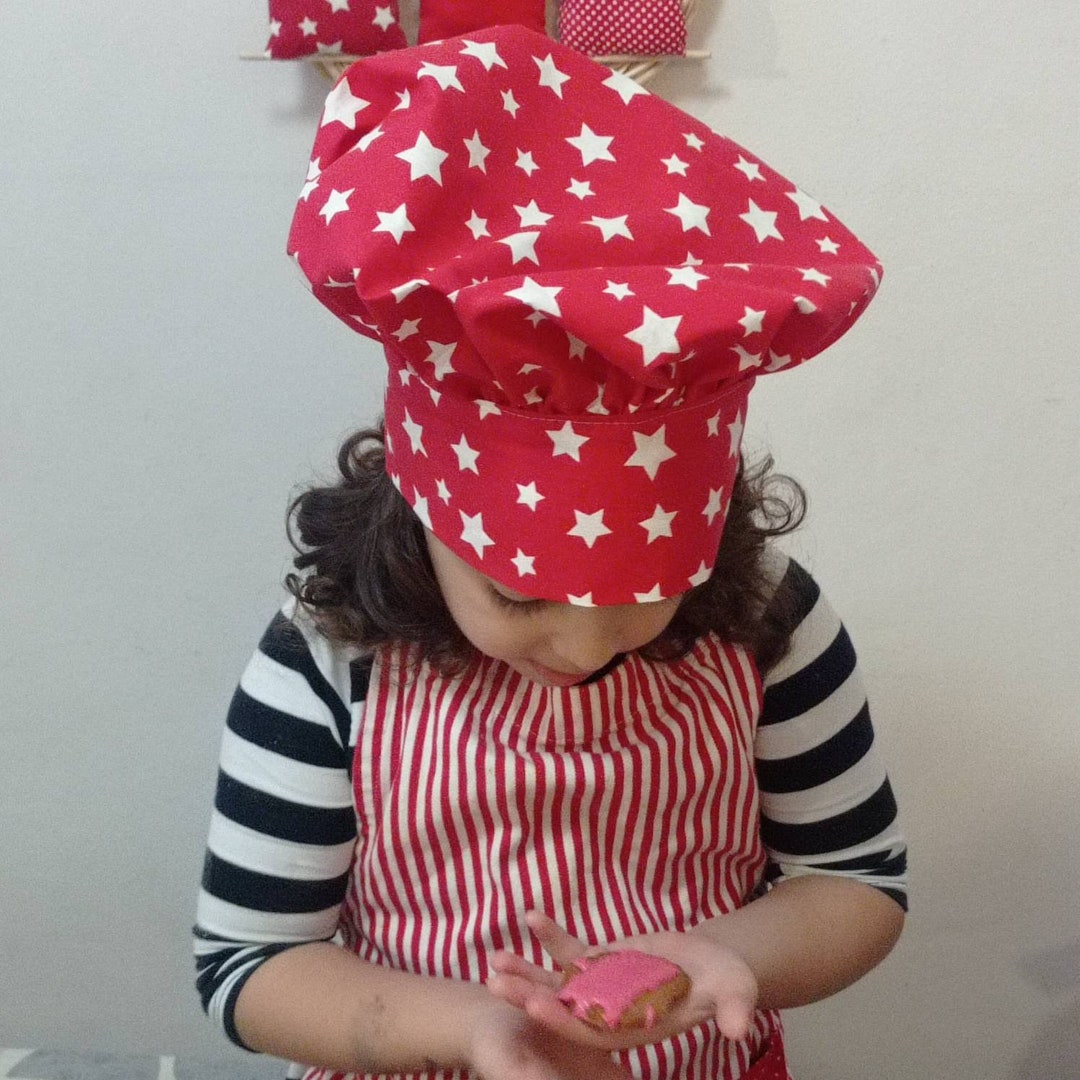 Chef Hat for Kids, Adjustable Child Chef Hat, Red Hat With Stars, Red ...