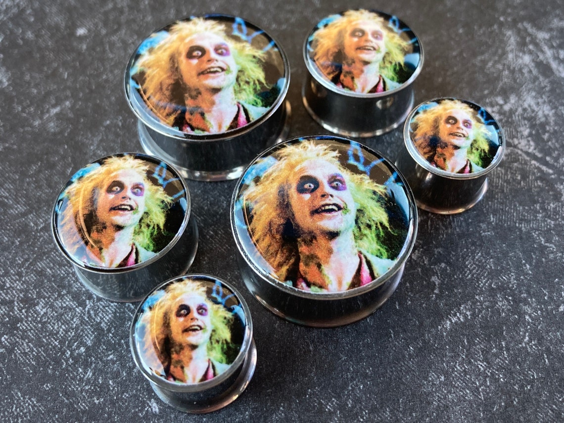 Beetlejuice Meme Plugs | Goth Halloween Gauges | Blacklight & UV Light ...