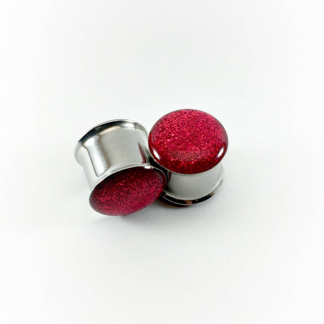 Bright Red Metallic Glitter Plugs 0g 00g 7/16 1/2 9/16 - Etsy Sweden