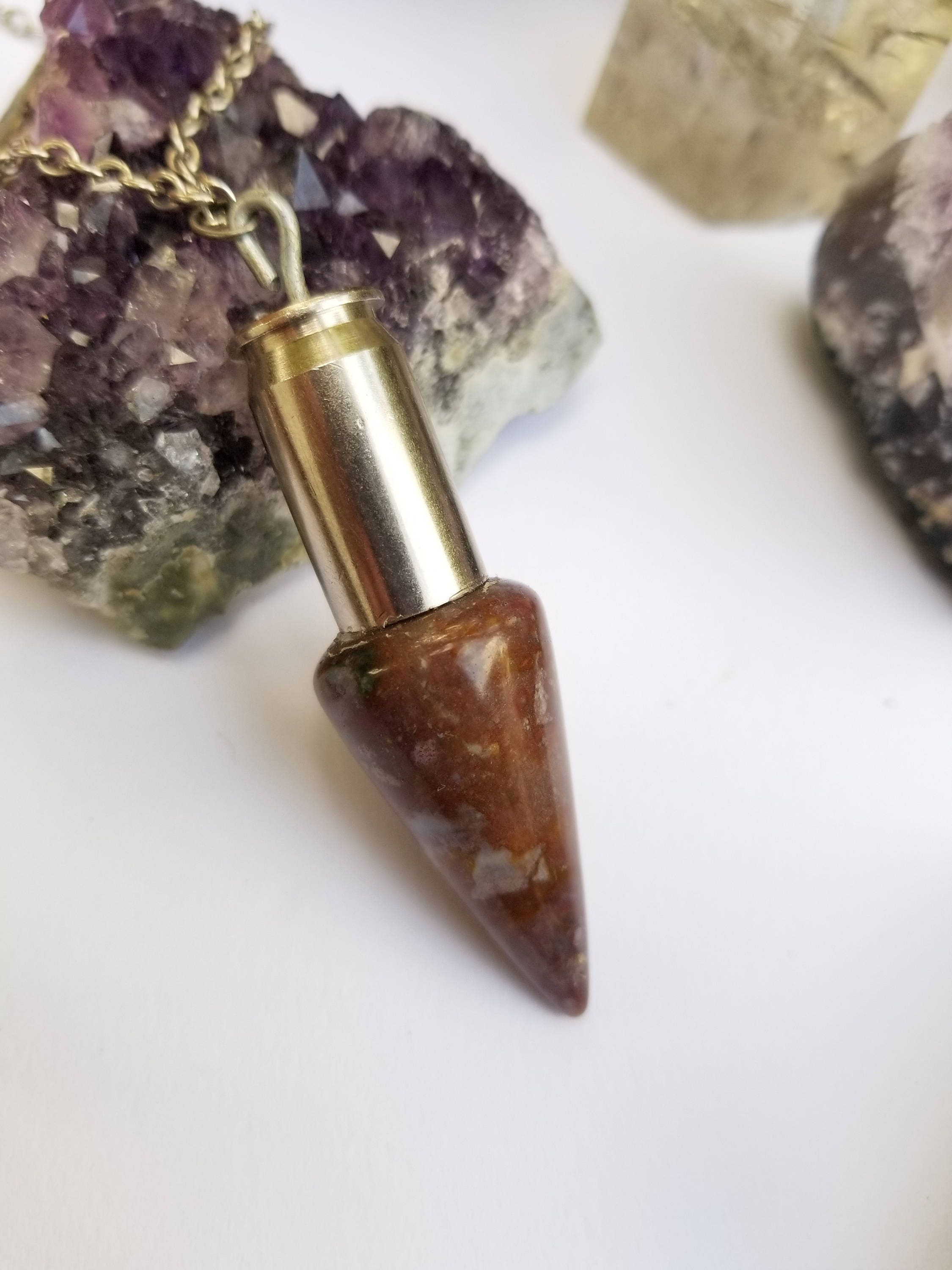 Crystal Bullet Necklace Stone Bullet Necklace Draping - Etsy