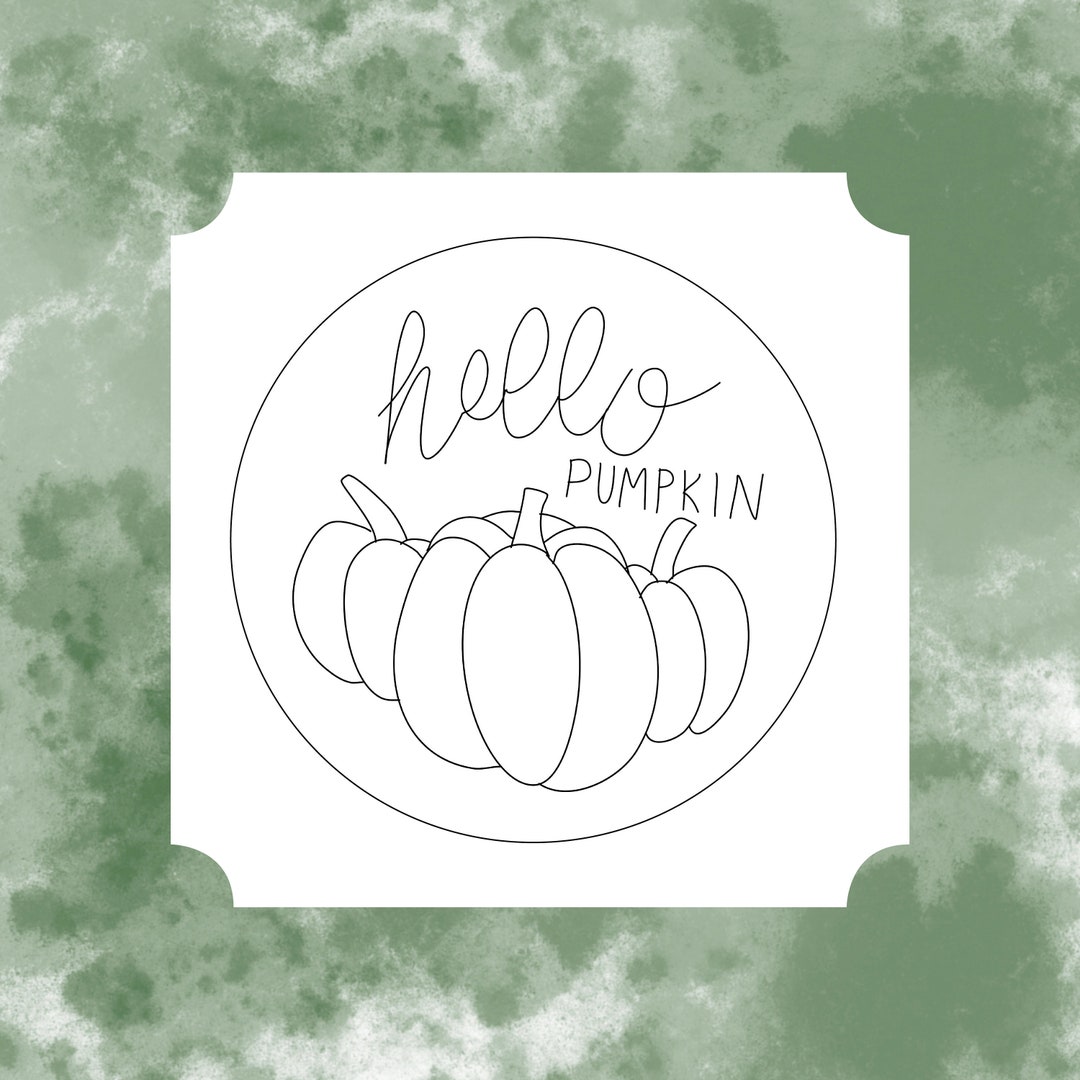 Hand Embroidery Pattern / Hello Pumpkin / Template for Transfer / PDF ...