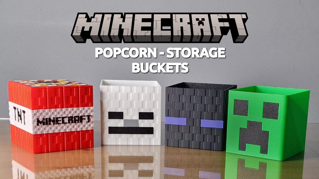 Minecraft Popcorn Buckets | 3D Printed Storage Boxes | TNT, Creeper ...