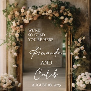 We're so Glad You're Here Wedding Vinyl Decal Sticker for Mirrors ...