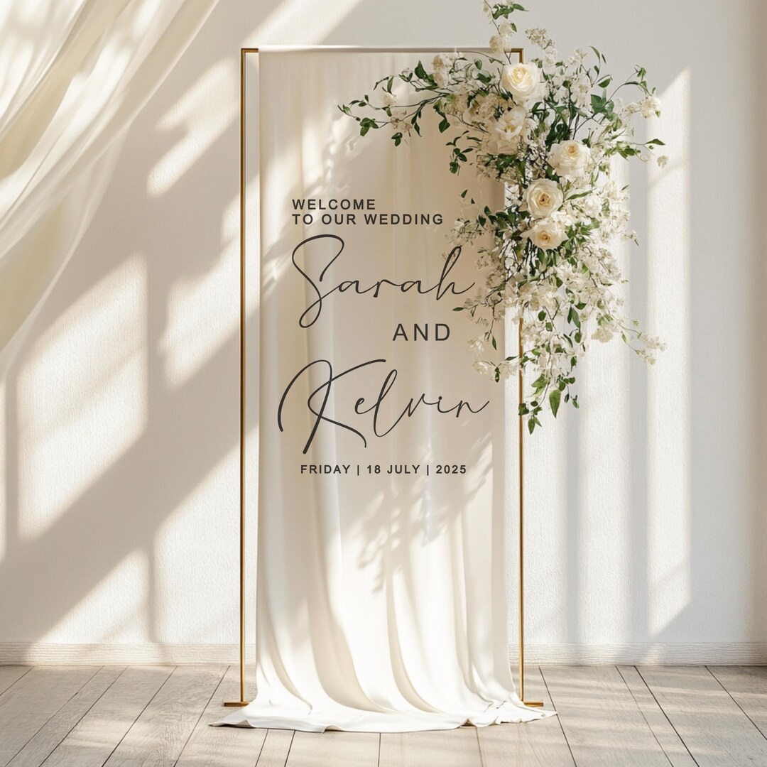 Custom Linen Wedding Welcome Sign, Boho Wedding, Custom Wedding Fabric ...