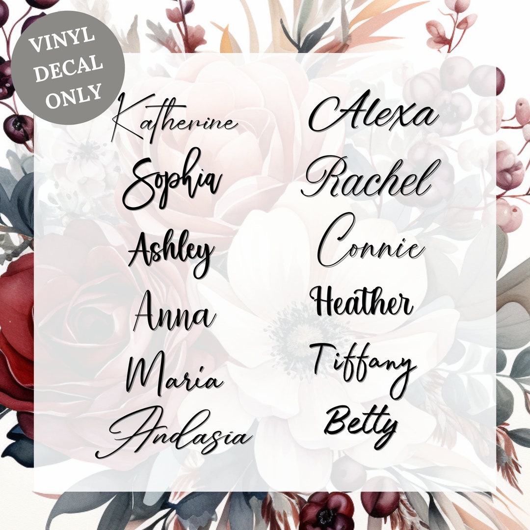 Custom Name Decals, Personalized Name Vinyl Decals, Calligraphy Name ...