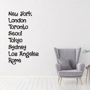 City Name Decal, City Name Wall Decal, City Name Sign, City Decal, Wall ...