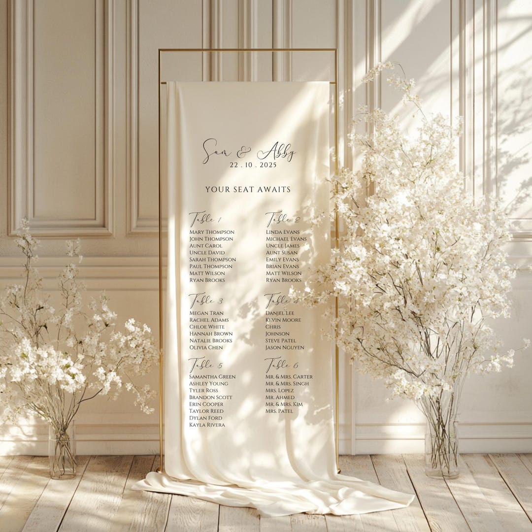 Personalized Linen Wedding Seating Chart Fabric Sign - Etsy