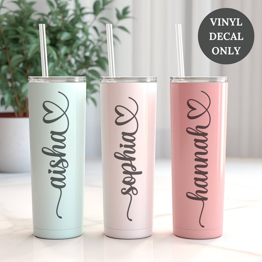 Custom Name Vinyl Decals for Skinny Tumbler, Personalized Name Vinyl ...