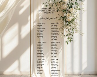 Custom Wedding Seating Chart Sign With Guest Names and Tables, Elegant ...