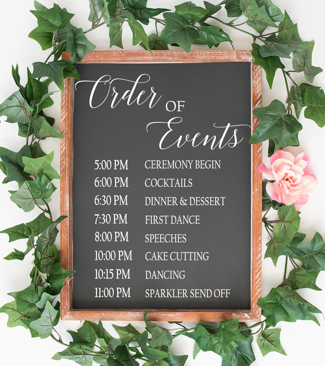 Wedding Order of Events Sign Decal, Wedding Timeline Sign, Order of ...