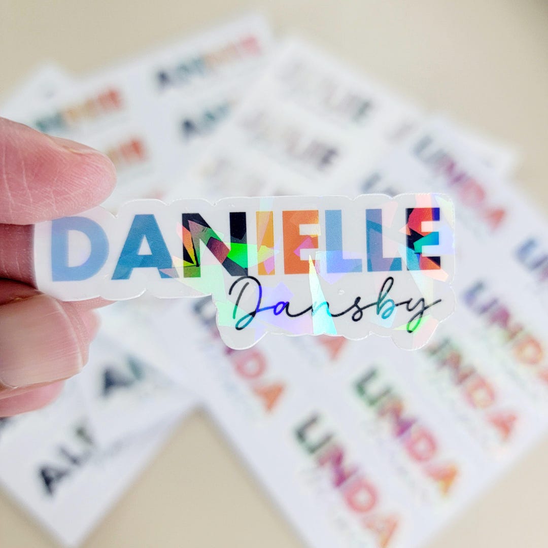 Custom Holographic Name Sticker Labels: Waterproof School Supplies - Etsy