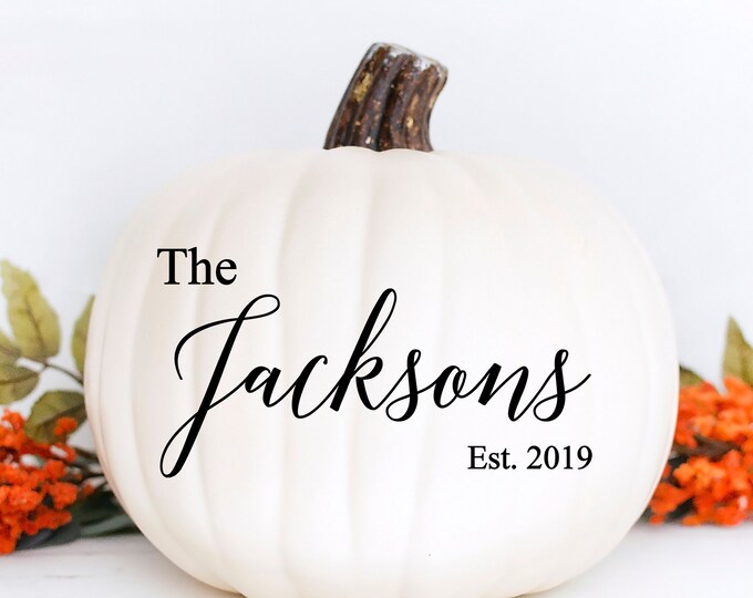 Personalized Pumpkin Monogram and Name Vinyl Decal, Pumpkin Decor ...