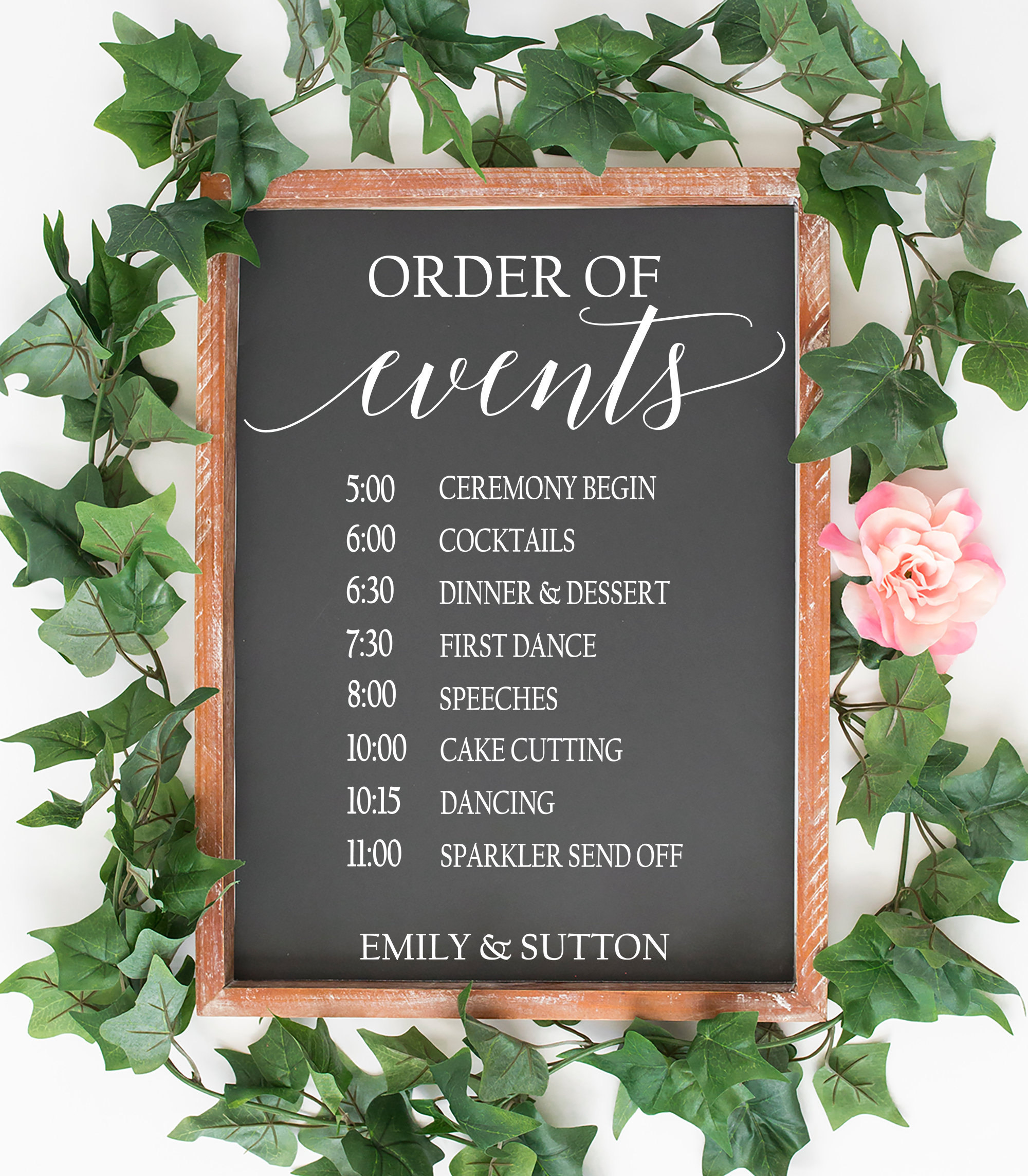 Wedding Order of Events Sign Decal Wedding Timeline Sign - Etsy Canada