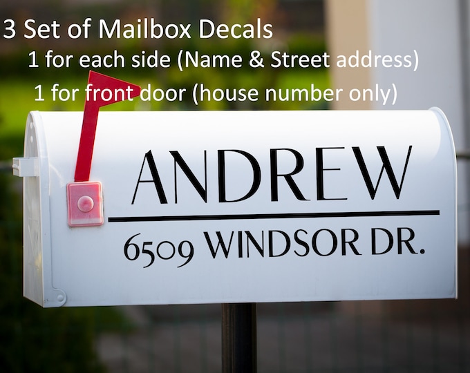 Custom Mailbox Number, Traditional Mailbox Decals, Mailbox Stickers ...