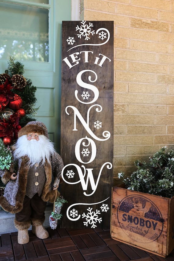Let it Snow Front Porch Vinyl Decal Sign Christmas Front | Etsy
