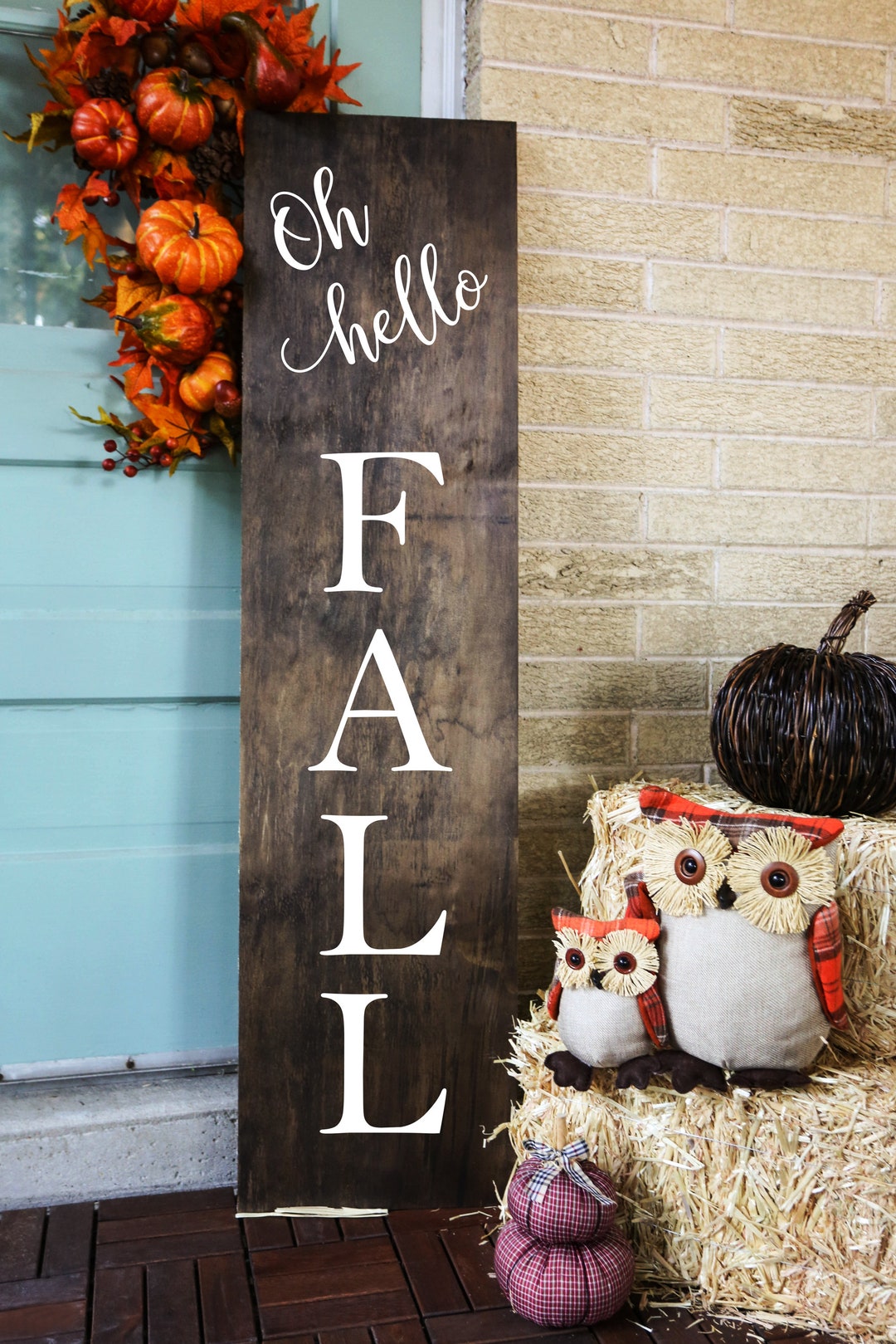 Hello Fall Front Porch Vinyl Decal Sign, Fall Decor, Halloween Fall ...