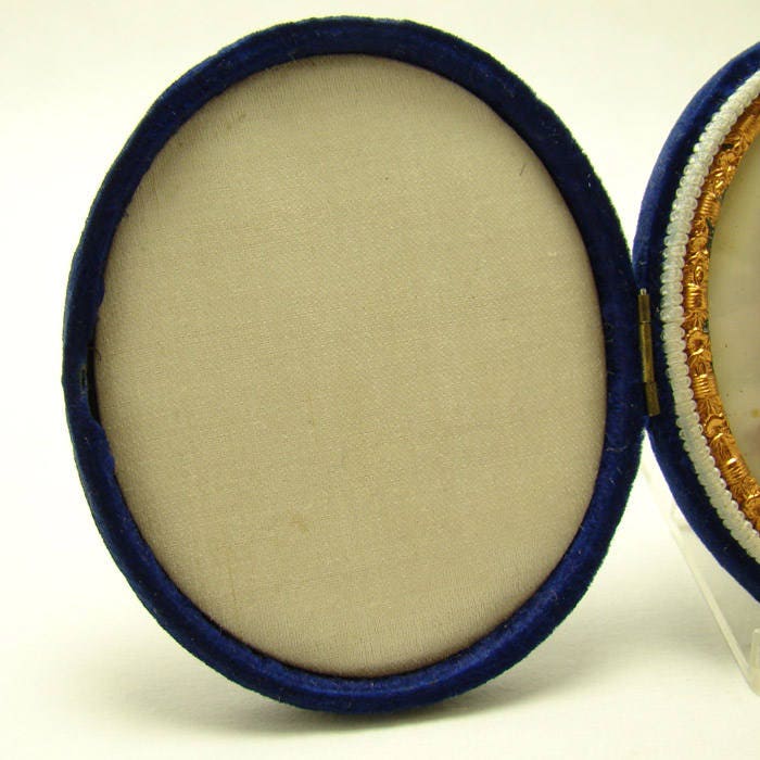 Miniature Portrait on Milk Glass With Velvet Frame - 1860's - Etsy