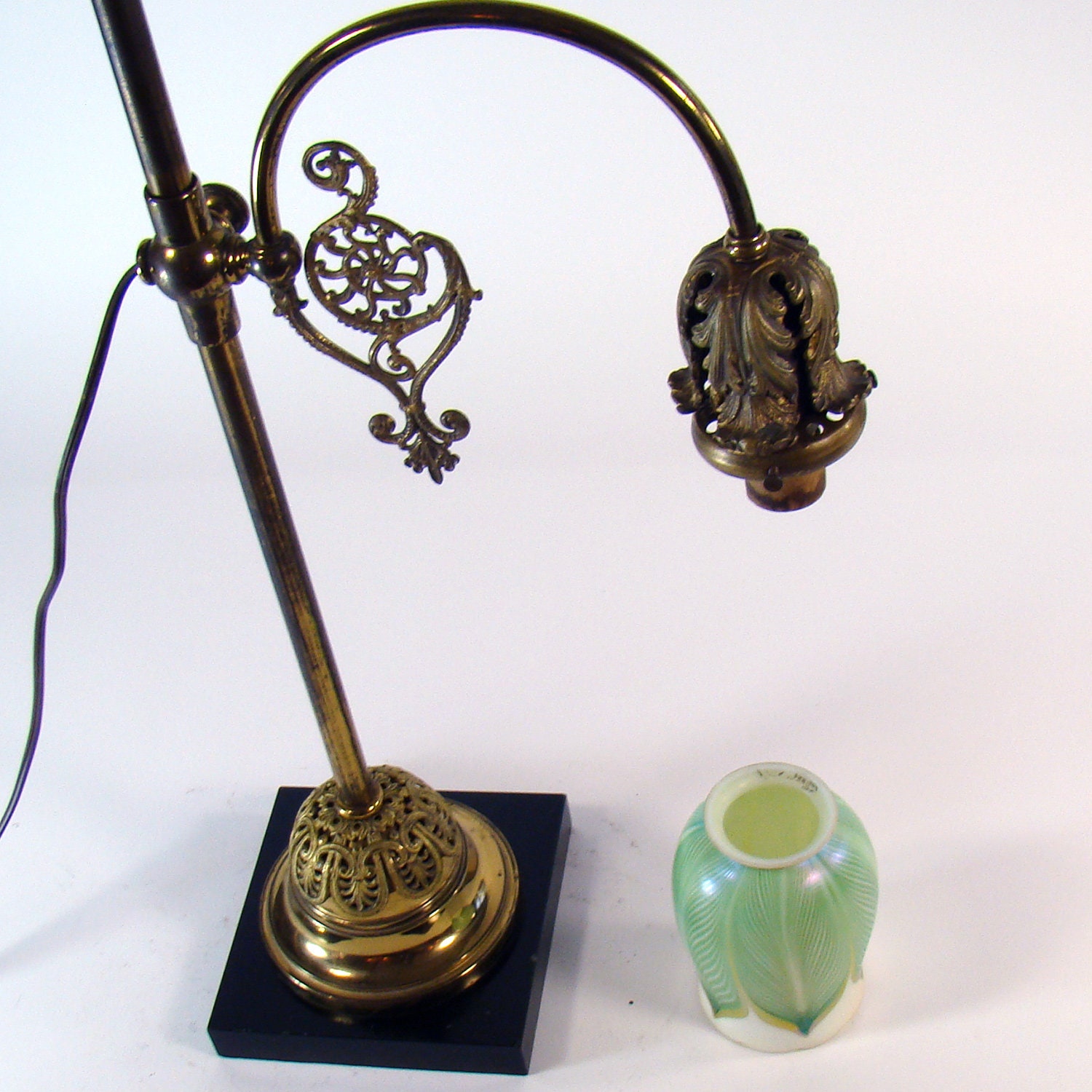 Signed Quezal Adjustable Table Lamp - Etsy