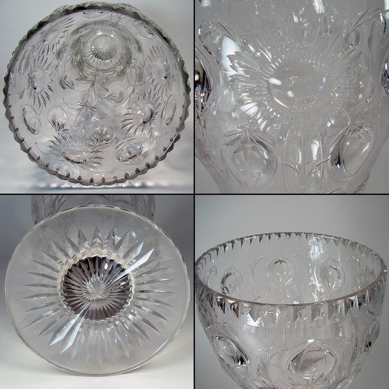 Large Signed Webb Cut Glass Vase With Blown-out Sunflowers - 1890's - Etsy