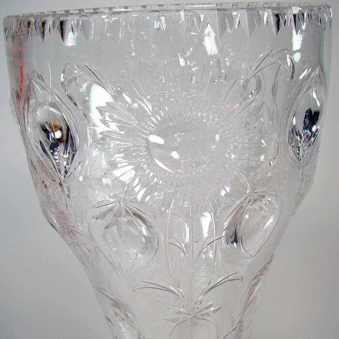 Large Signed Webb Cut Glass Vase With Blown-out Sunflowers - 1890's - Etsy