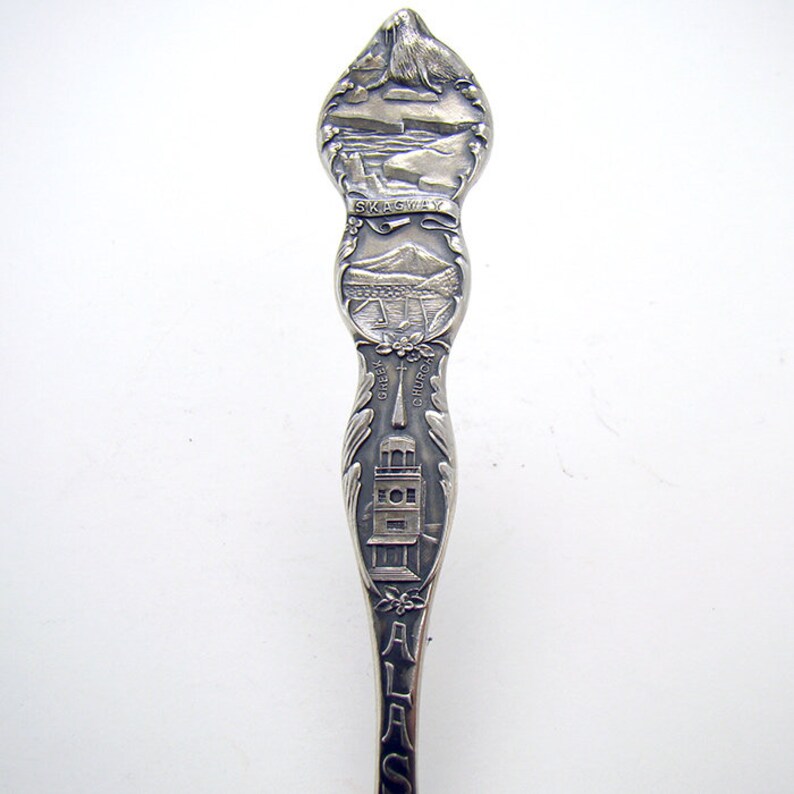 Sterling Alaska State Souvenir Spoon - Mt. Dewey Skagway - Etsy
